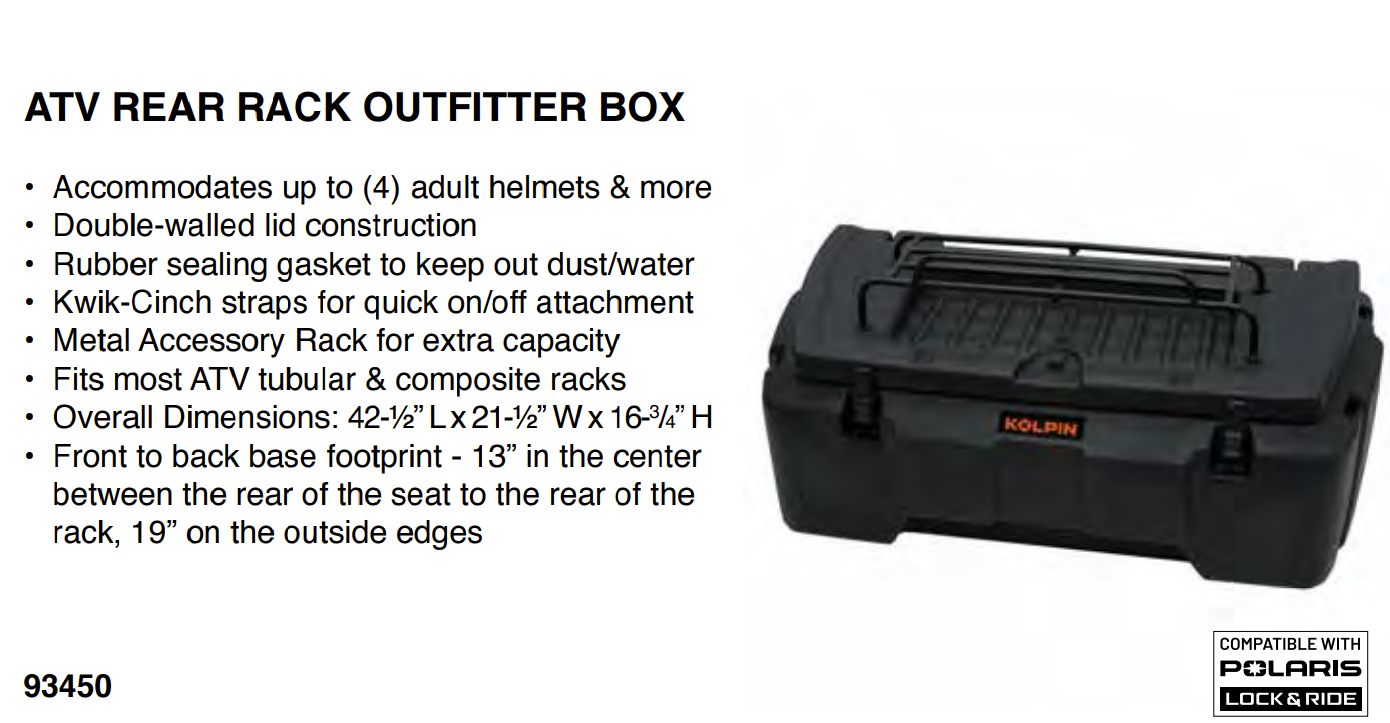New Kolpin ATV Storage Trunk, Heavy Duty Outfitter Box for Four ...
