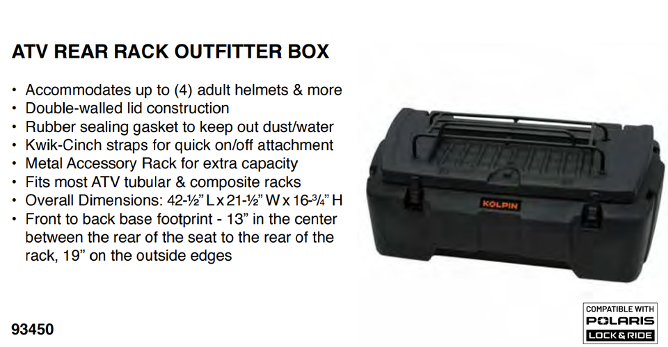 New Kolpin ATV Storage Trunk, Heavy Duty Outfitter Box for Four ...