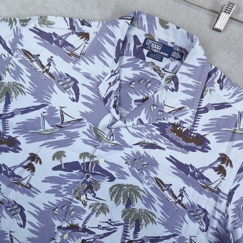 Vintage Polo Ralph Lauren Shirt Clayton Mens Large Island Print Camp ...