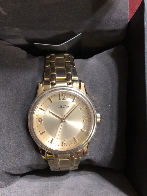 Bulova Quartz Men's Gold-tone Band Champagne Dial 38 Mm Watch 97A120 ...