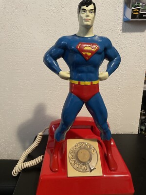 VINTAGE SUPERMAN ROTARY TELEPHONE LARGE 17.5"X9" SUPER FRIENDS RARE JLA ...