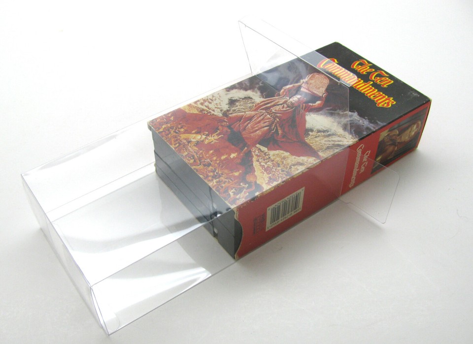 5x DOUBLE VHS MOVIE (SIZE E) CLEAR PLASTIC PROTECTIVE BOX PROTECTORS ...
