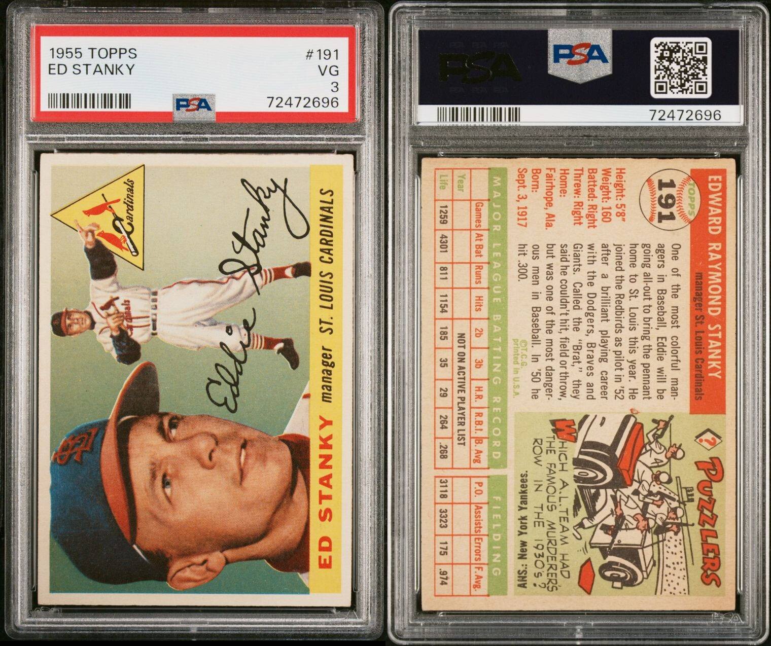1955 Topps - High # #191 Eddie Stanky for sale online | eBay