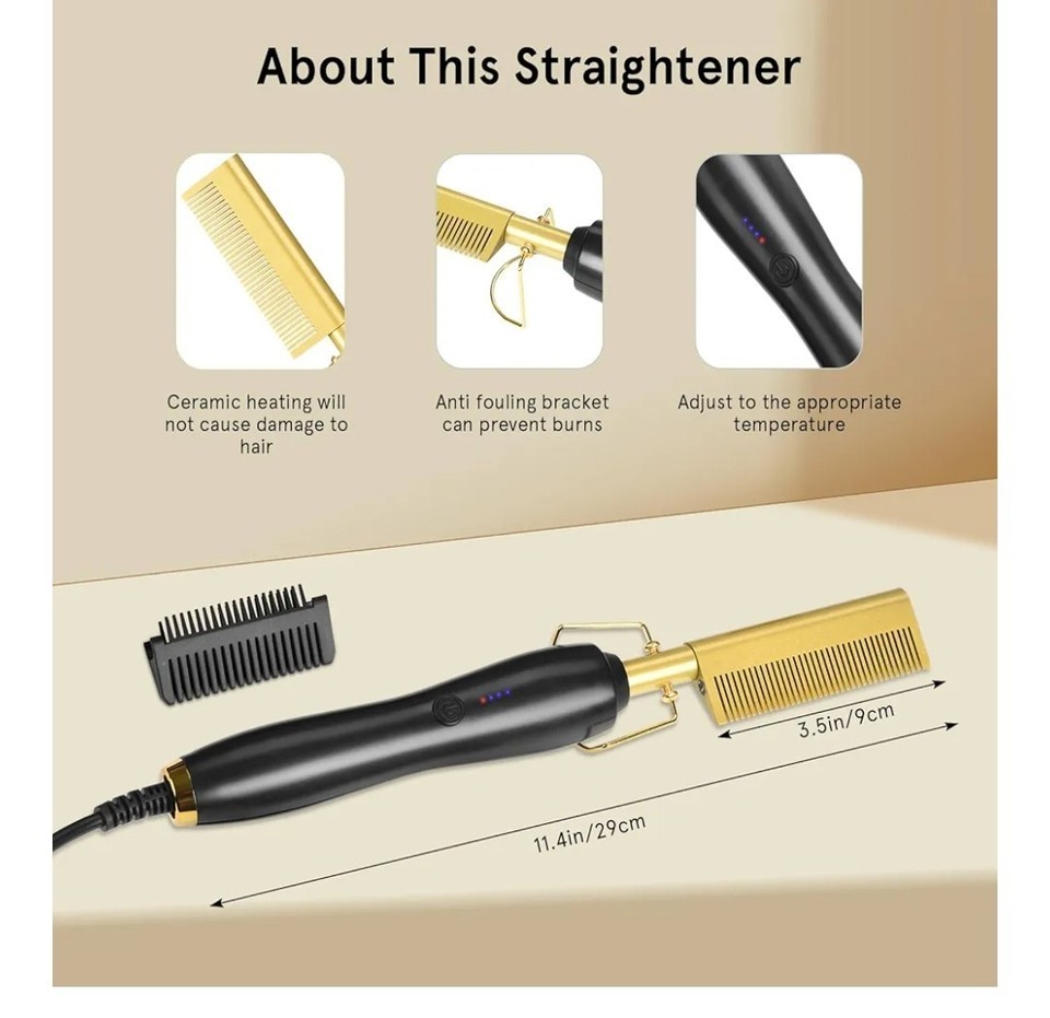 Electric Hot Comb Hair Straightener, Electric Straightening Comb for ...