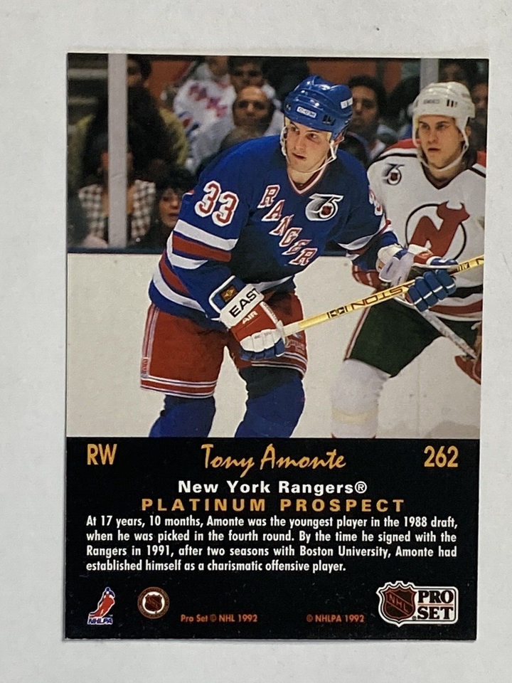 1991-92 Pro Set Tony Amonte Platinum Prospect Rookie Card #262 | eBay