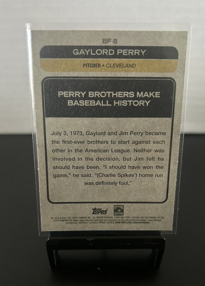 2022 Topps Heritage Flashbacks 1973 Gaylord Perry #BF-8 Cleveland ...