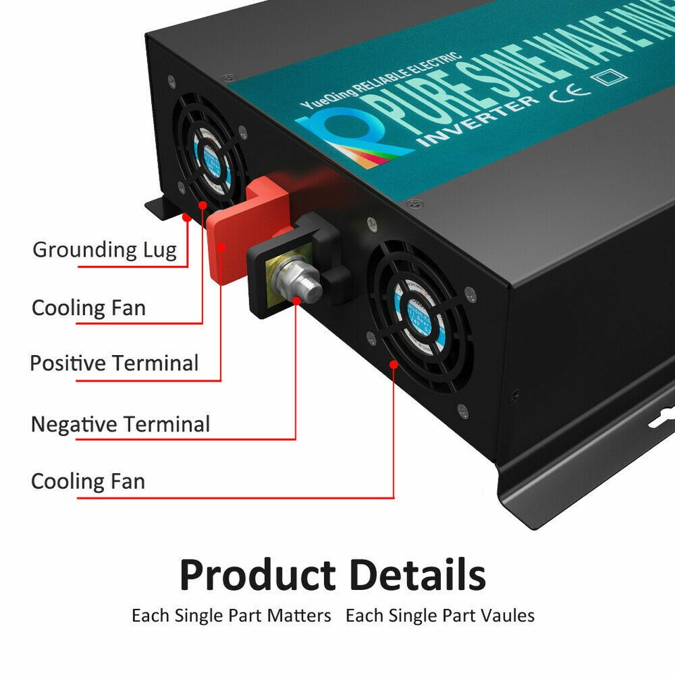 3500W Pure Sine Wave Power Inverter 36VDC to 110/220VAC RV/Car/Home ...