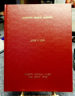 Minnesota's Greatest Generation Oral History Lewis Lehr HC Book From ...