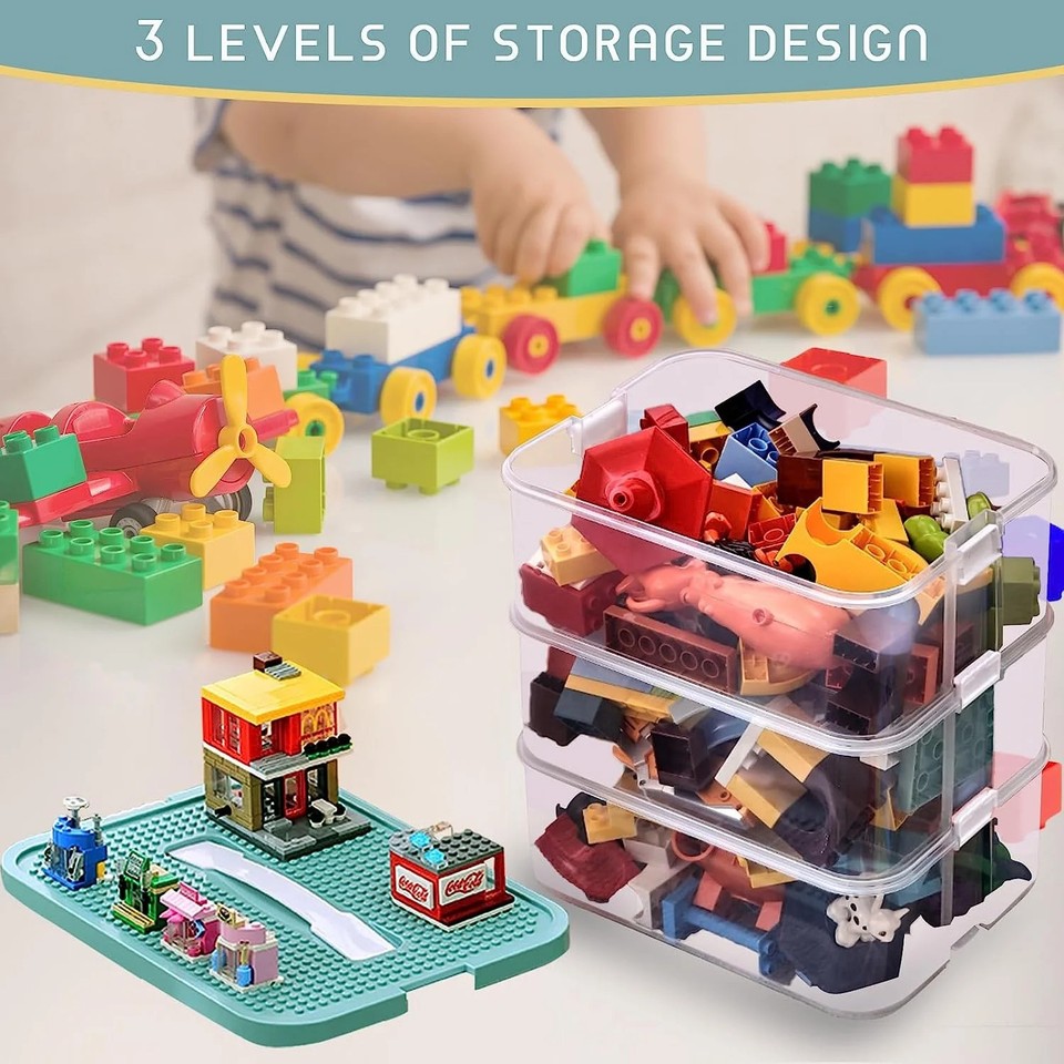 Plastic Storage Organizer for Lego Box Kids Child Toy Stackable ...