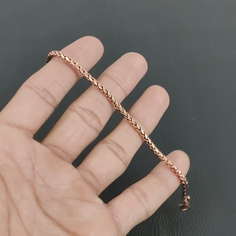 Pure Copper Oxidized Chain Link Chain Bracelet Solid Copper Bracelet ...