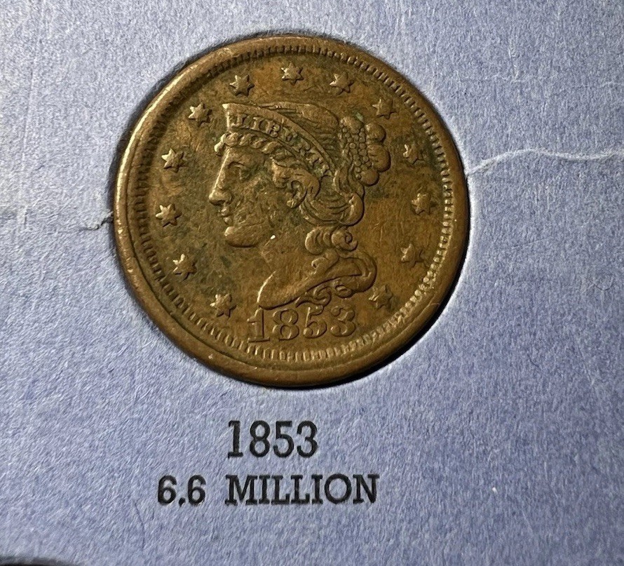 US Large Cents Set 1848–1856 (7 Coins) Nice Details – Book/Holder Worn ...