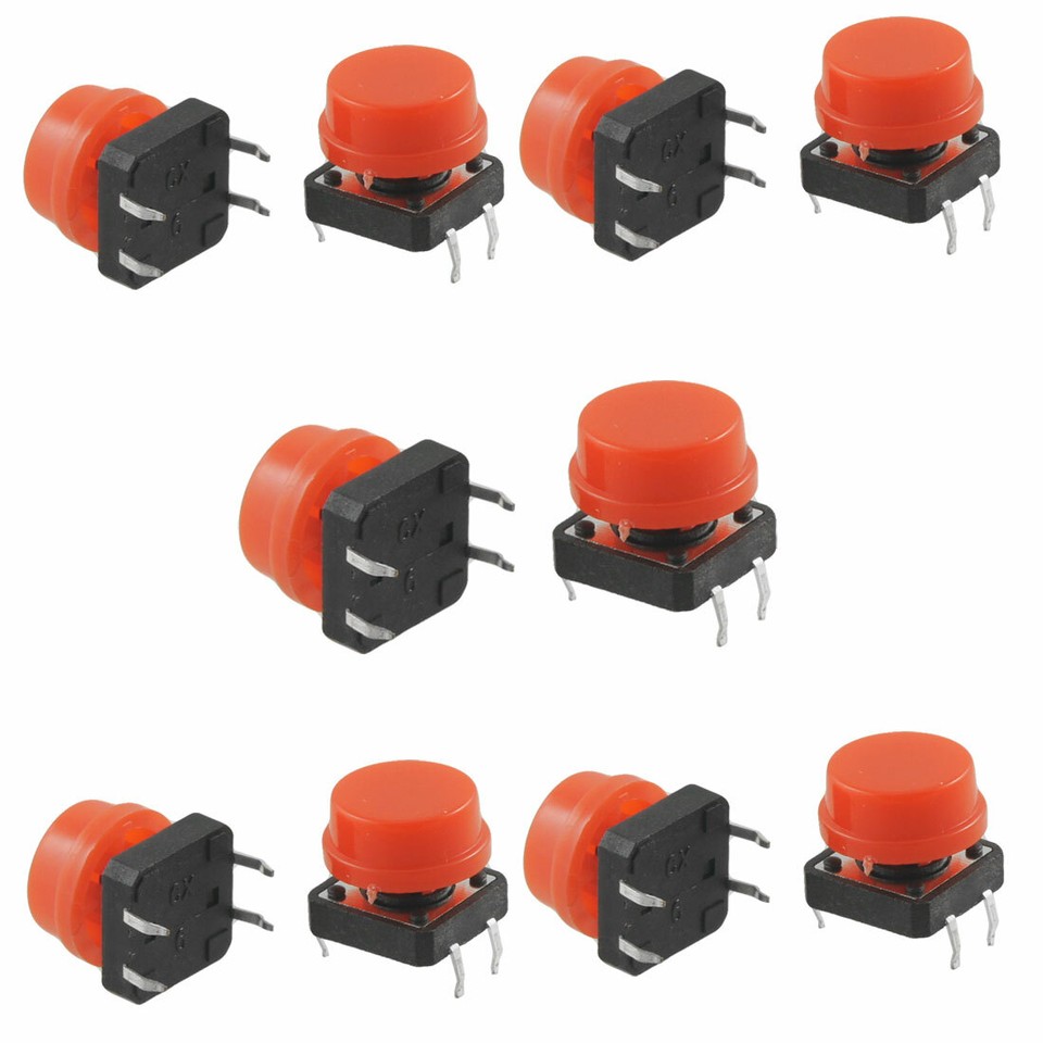 10pcs Momentary Tactile Push Button Switch 12x12mm x 15mm 4pin DIP w Ca ...