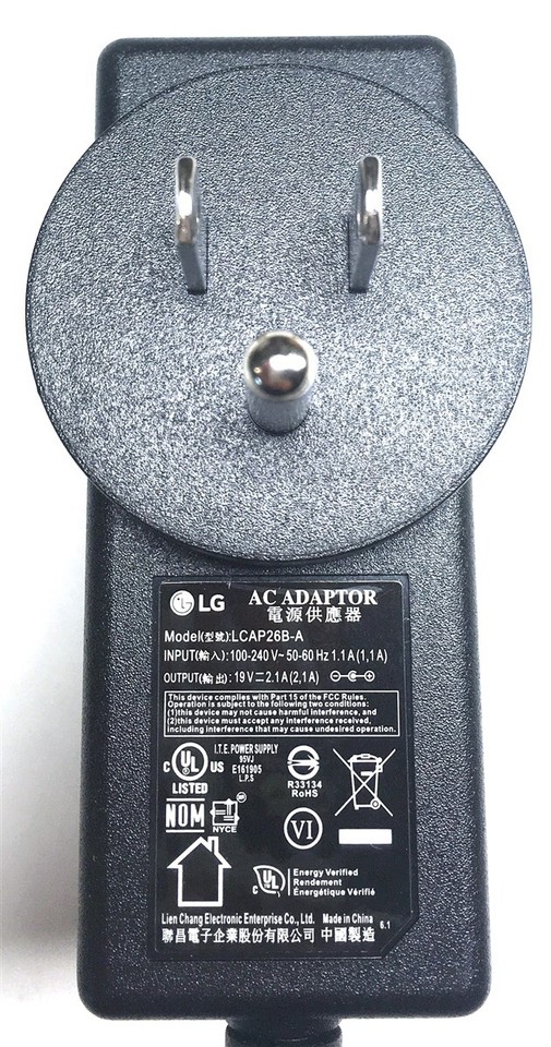 Genuine LG Monitor Charger AC Adapter Power Supply LCAP26B-A 19V 2.1A ...
