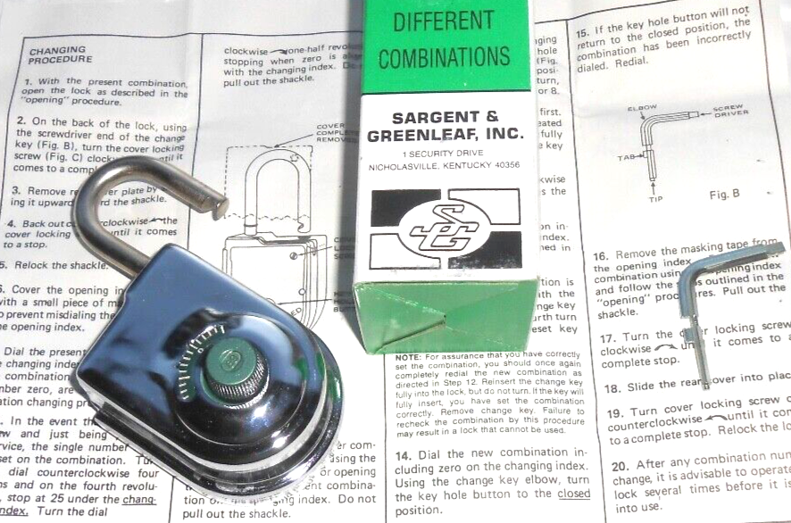 Sargent & Greenleaf Combination Padlock - 8077A for sale online | eBay