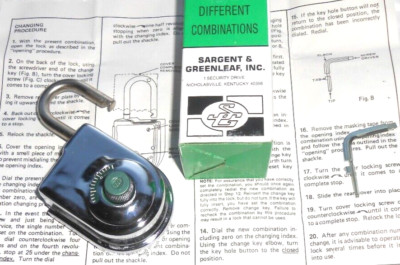 NEW!!! S & G Sargent and Greenleaf 8077A Combination Padlock w/change ...