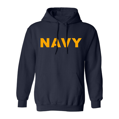 Navy NAVY Hooded Sweatshirt with gold print - Adult Small to 5X | eBay