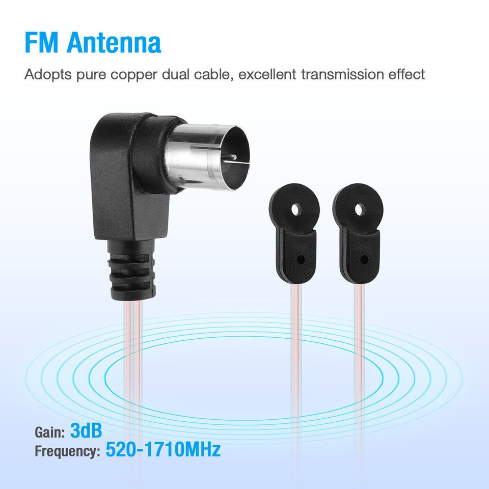 2pcs FM Antenna 75 Ohm F Type Male Plug For Home Radio Stereo Receiver ...