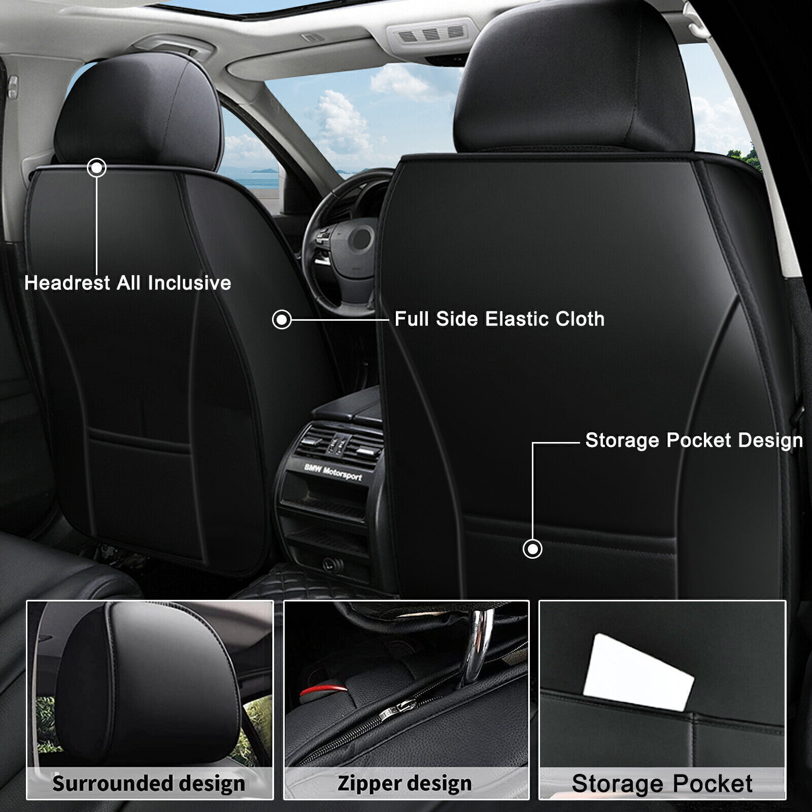 Car 2-Seat Cover Front Leather For Chevy Colorado 2015-2024 Crew Cab ...