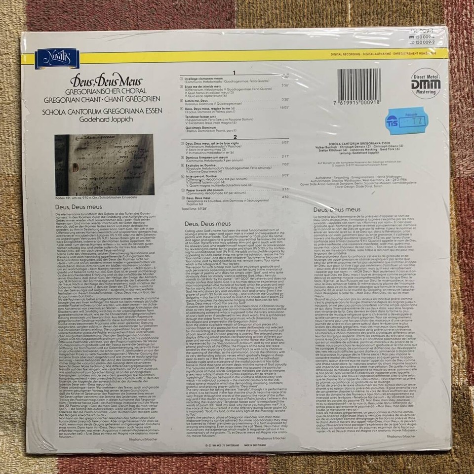 LP Switzerland NOVALIS 150 009-1 Gregorian chant "God my God" Schola ...