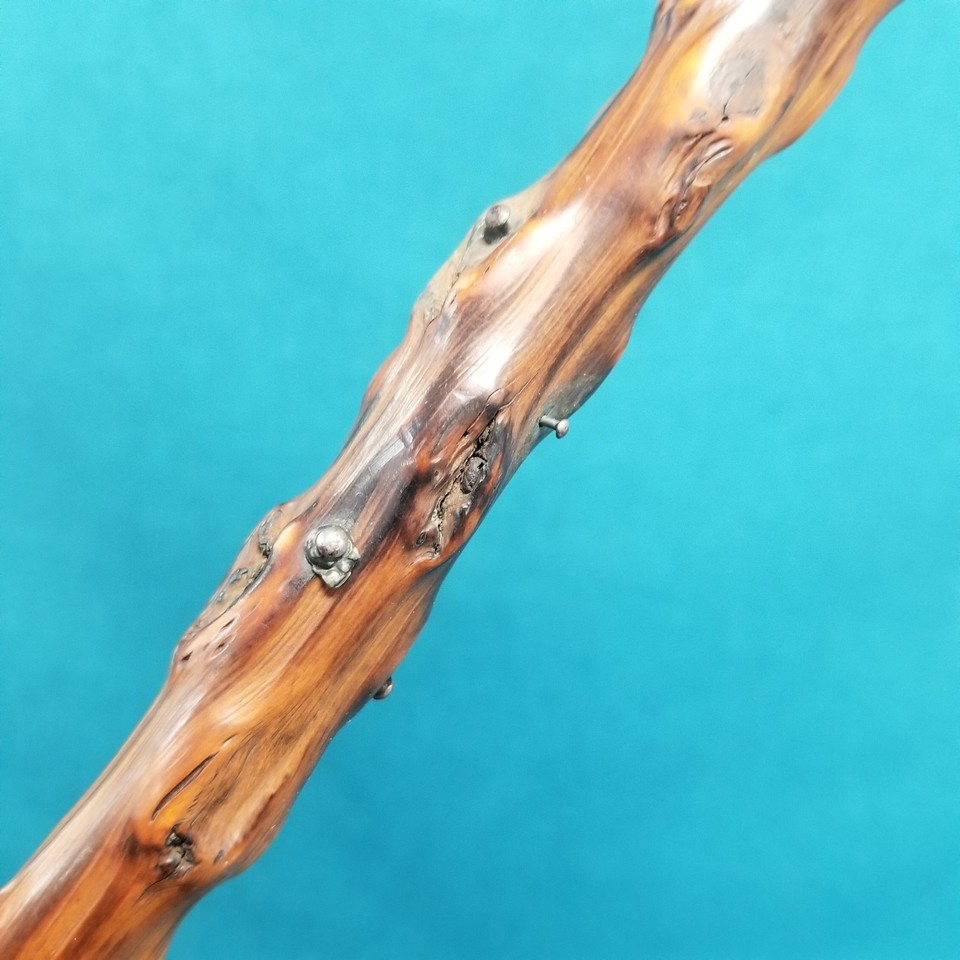 Vtg Handcrafted 37" Bent Wood Devil's Walking Stick Cane Tin Tip | eBay