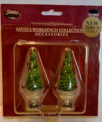 Santa's Workbench Collection 3.5" Pine Tree Topiaries 2000 | eBay