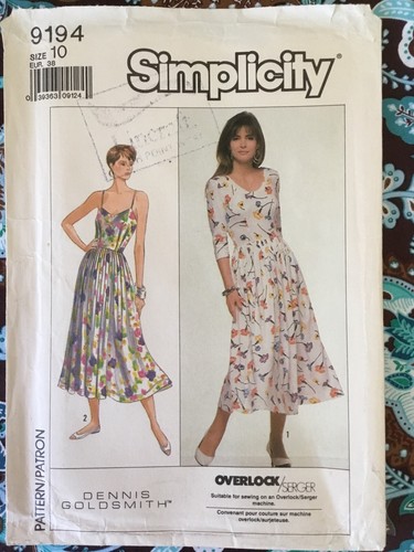 Simplicity Sewing Pattern 9194 Vintage 80s Dennis Goldsmith Dress Size ...