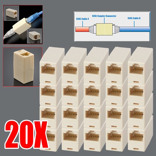 20Pcs RJ45 CAT5E CAT6 Ethernet Network LAN Cable Extender Joiner ...