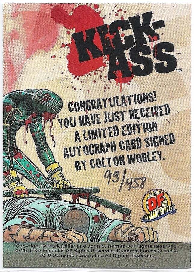 Kick-Ass Movie Trading Cards ~ COLTON WORLEY Auto/Autograph Card (#93/ ...