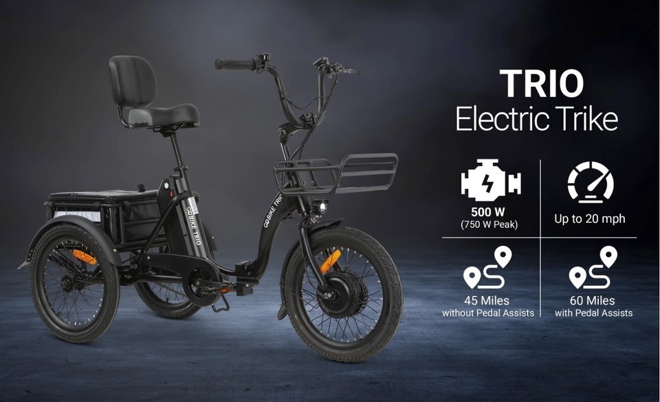 GOBIKE Electric Trike Step Through 750W motor (peak power) E-Tricycle | eBay