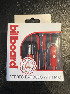 Billboard Stereo Earbuds Microphone Mic 3.5 mm Plug Case Black Red ...