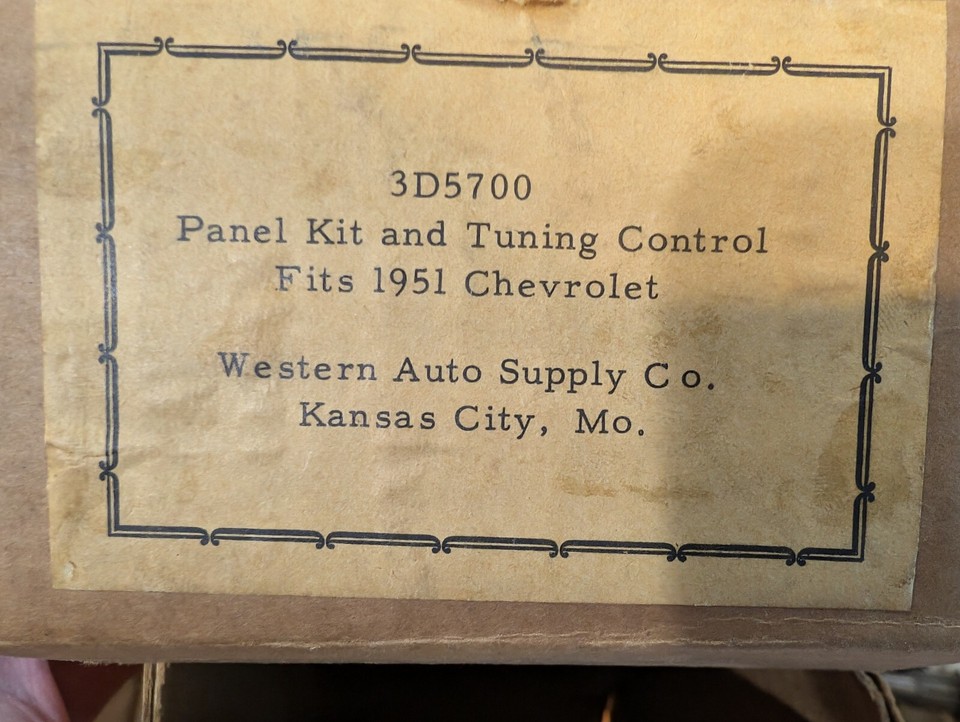 NOS 1951 1952 CHEVROLET RADIO PANEL KIT AND TUNING CONTROL WESTERN AUTO ...