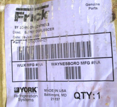 Frick Filter Super Coalescer 531B0099H21 48896LIN | eBay