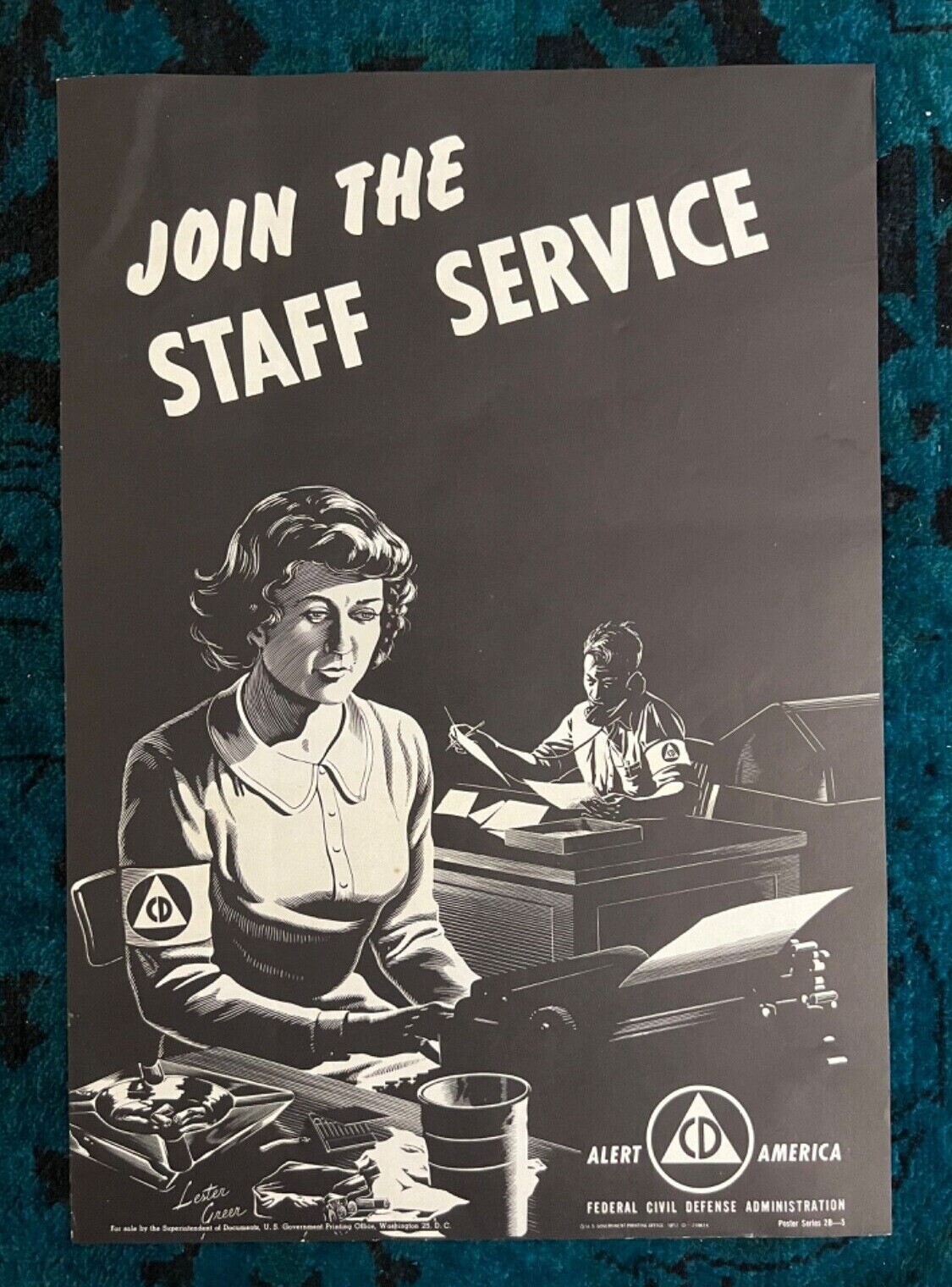 Original Poster Civil Defense Alert America Staff Service Recruitment ...