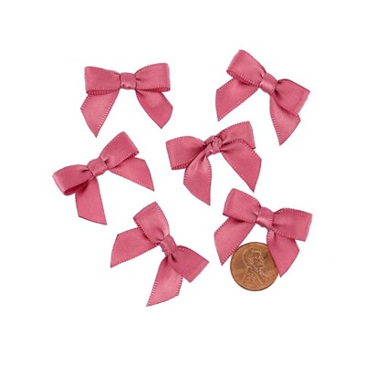 Pink Favor Bows | Pretied Rose Satin Bows - 1 3/8in. - 50 Pieces/Pkg ...