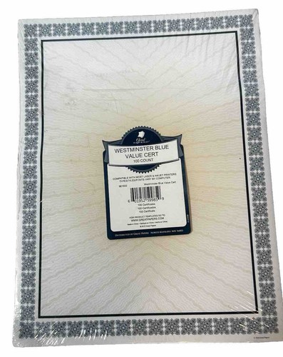 Westminster Blue Value Cert 100 Sheets Certificates Most Laser Ink Jet ...