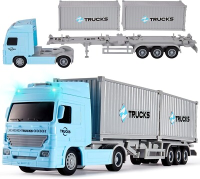 Container Transporter Truck Toy 1:50 Scale, Friction Lorry Cars with ...