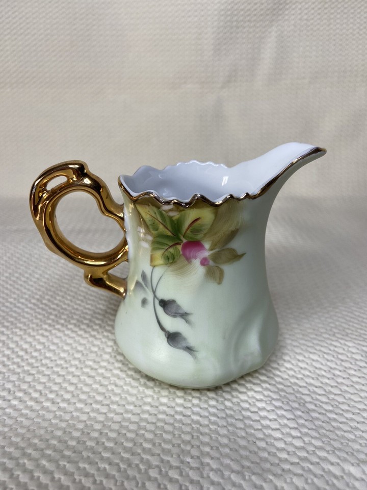 Vintage Lefton Rose Porcelain Hand Painted Pitcher Japan 3066 Gold ...
