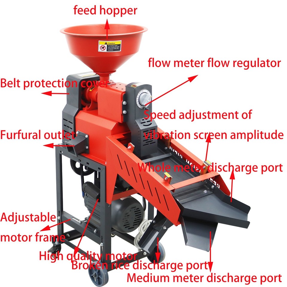 220V Millet Peeling Rice Milling Machine Upper 2.5mm & Lower 2.2mm ...