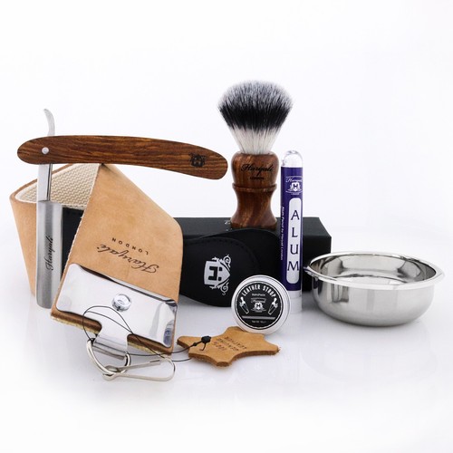 Classic Men's Shaving Set With Cut Throat Razor Vintage Old Barber ...