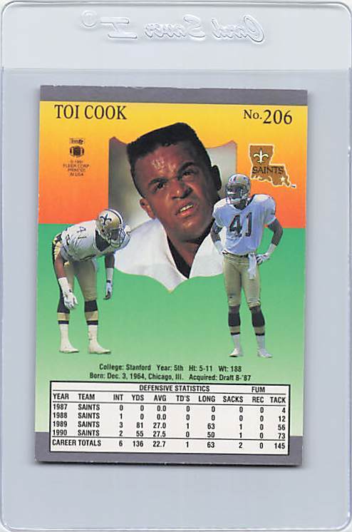1991 Fleer Ultra #206 Toi Cook Saints Signed Auto *K6823 | eBay