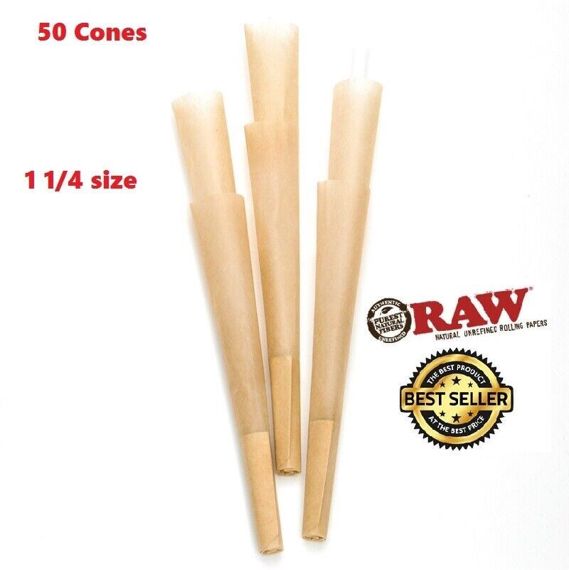 Raw 1 1/4 Size pre rolled Cone 50 / 100 / 200 / 300 paper Cones with ...