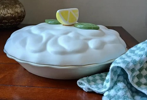 Vintage Pie Keeper Lemon Meringue Recipe Plate with Lid | eBay