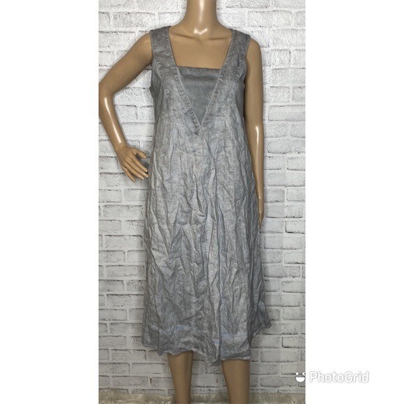 Soft Surroundings Charlene gray linen sleeveless midi… - Gem