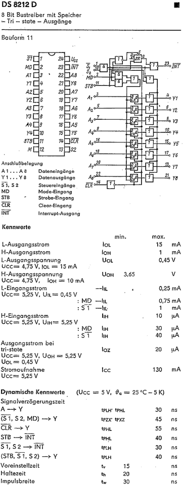16 Stück DS8212 P8212 74HCT374 Schaltkreis IC 8 bit Bustreiber mit ...