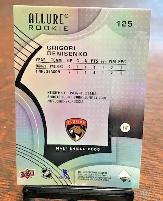 2021-22 Upper Deck Allure Grigori Denisenko #125 Rookie NHL Shield 2005 ...