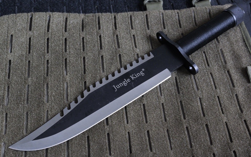 15” Survival Knife Fixed Blade Survival Kit Rambo Black 10” Blade ...