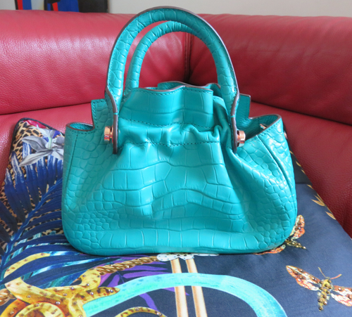 MIMCO Mini Tote Bag Teal Turquoise croc print leather optional chain strap NWOT | eBay.de