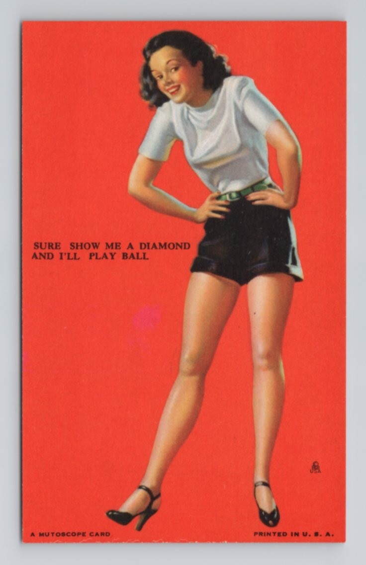 MUTOSCOPE Risqué Arcade Card SURE SHOW ME A DIAMOND Moran Artist Pin-Up ...
