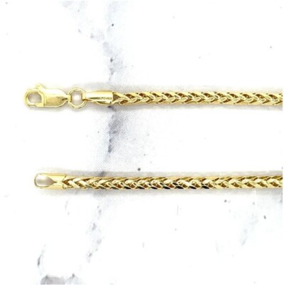 14k Yellow Gold 20" Basket Rope Wheat Link Chain Necklace 3.3mm 9 grams ...
