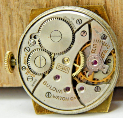 Vintage 1950 Bulova 10BC 15 jewel men's wrist watch movement with dial ...